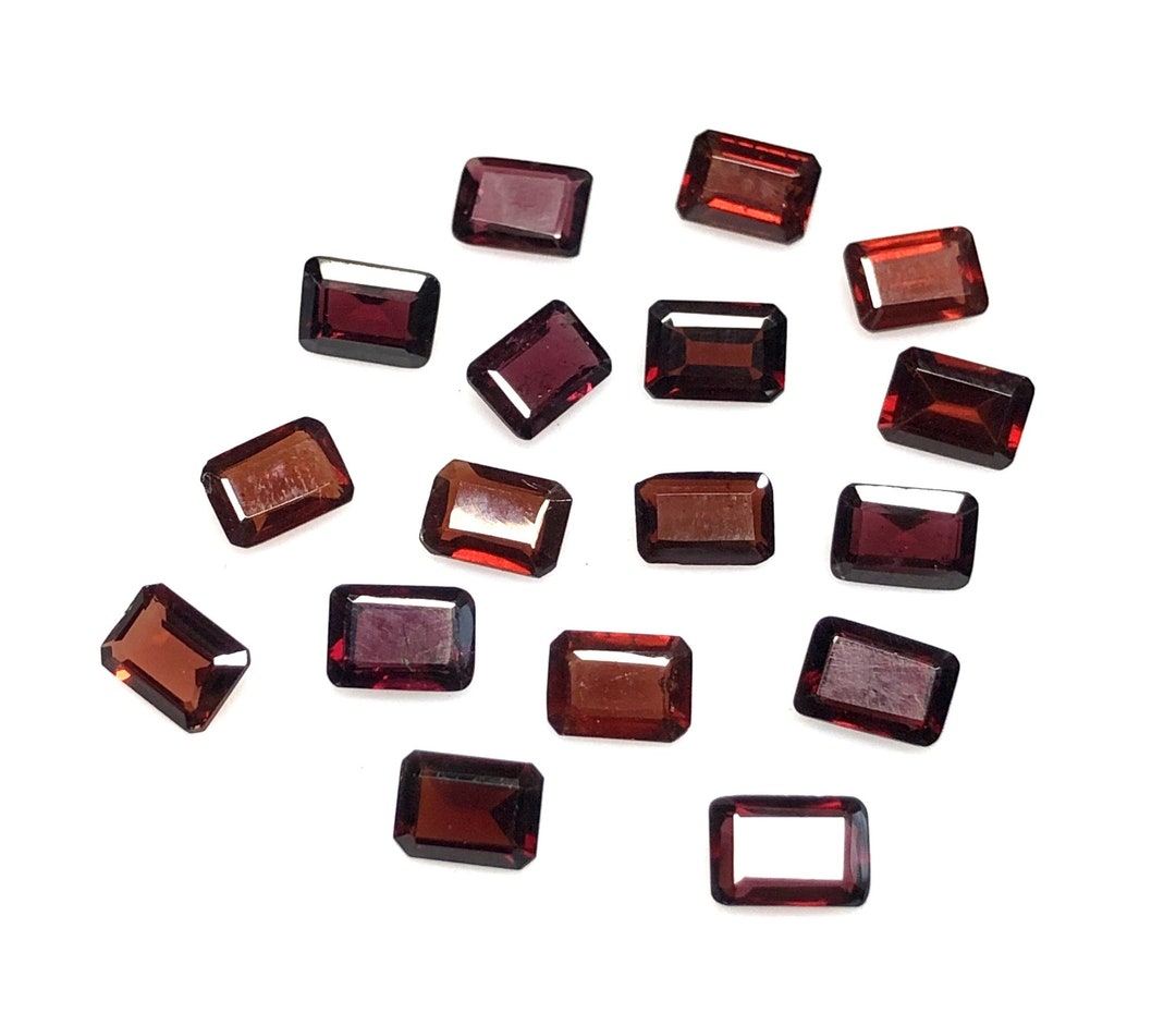 Natural Garnet Rectangle Shape Gemstone, Faceted Garnet Ring Size ...