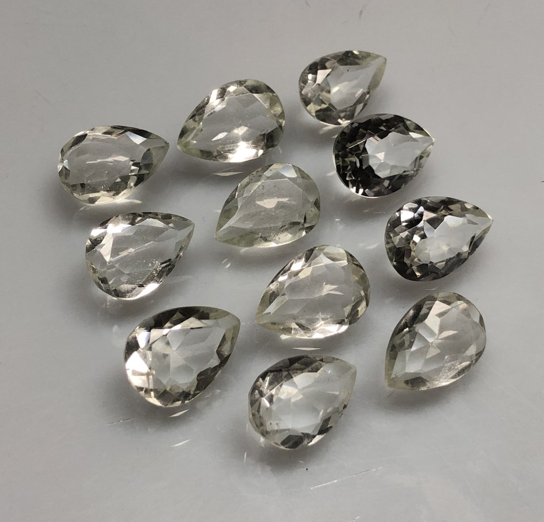 Clear Crystal Faceted Gemstone, 49 CRT Pear Shape Cut Clear Crystal ...