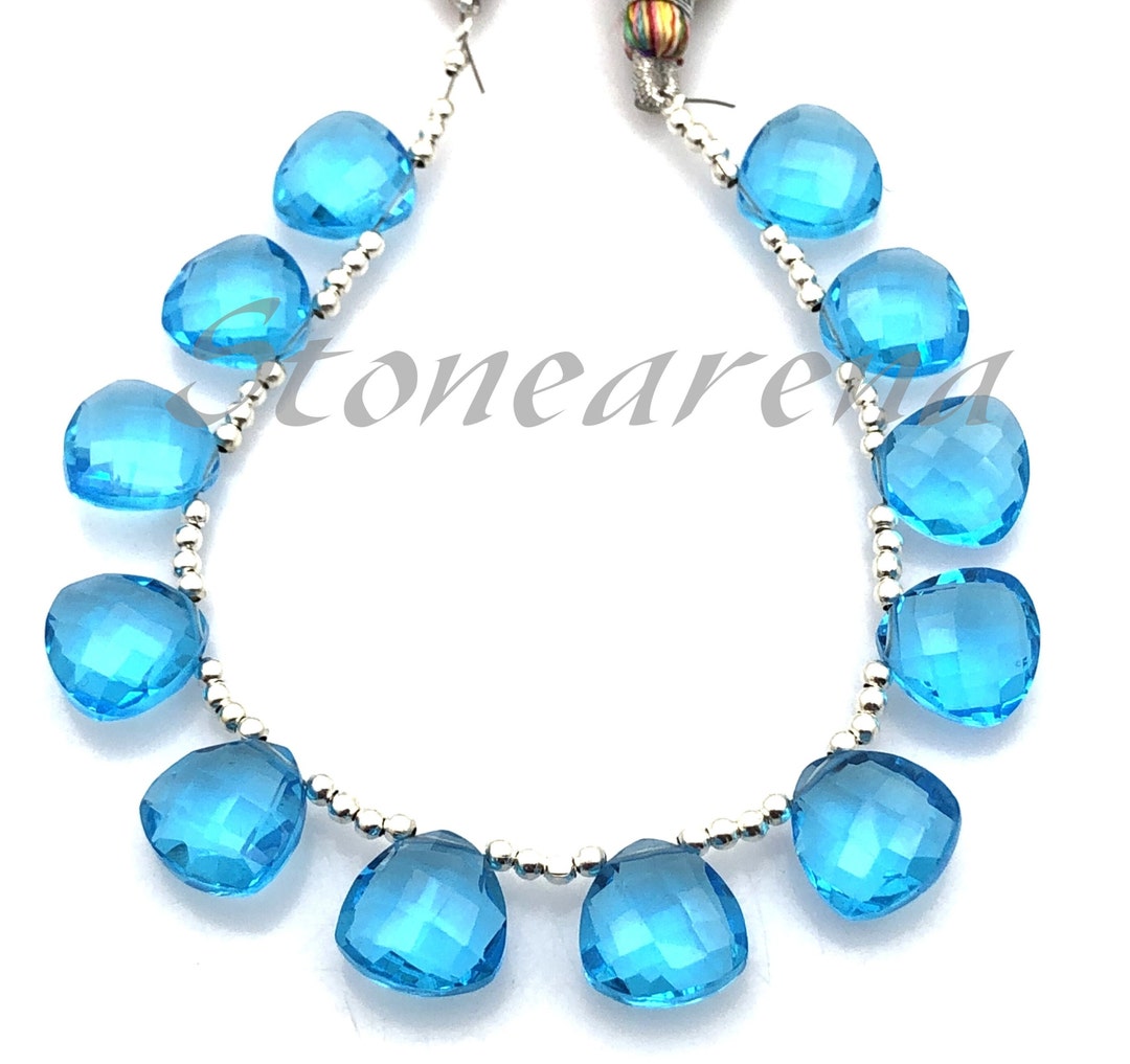 Swiss Blue Quartz Layout Gemstone, Beaded Blue Quartz Faceted Briolette ...
