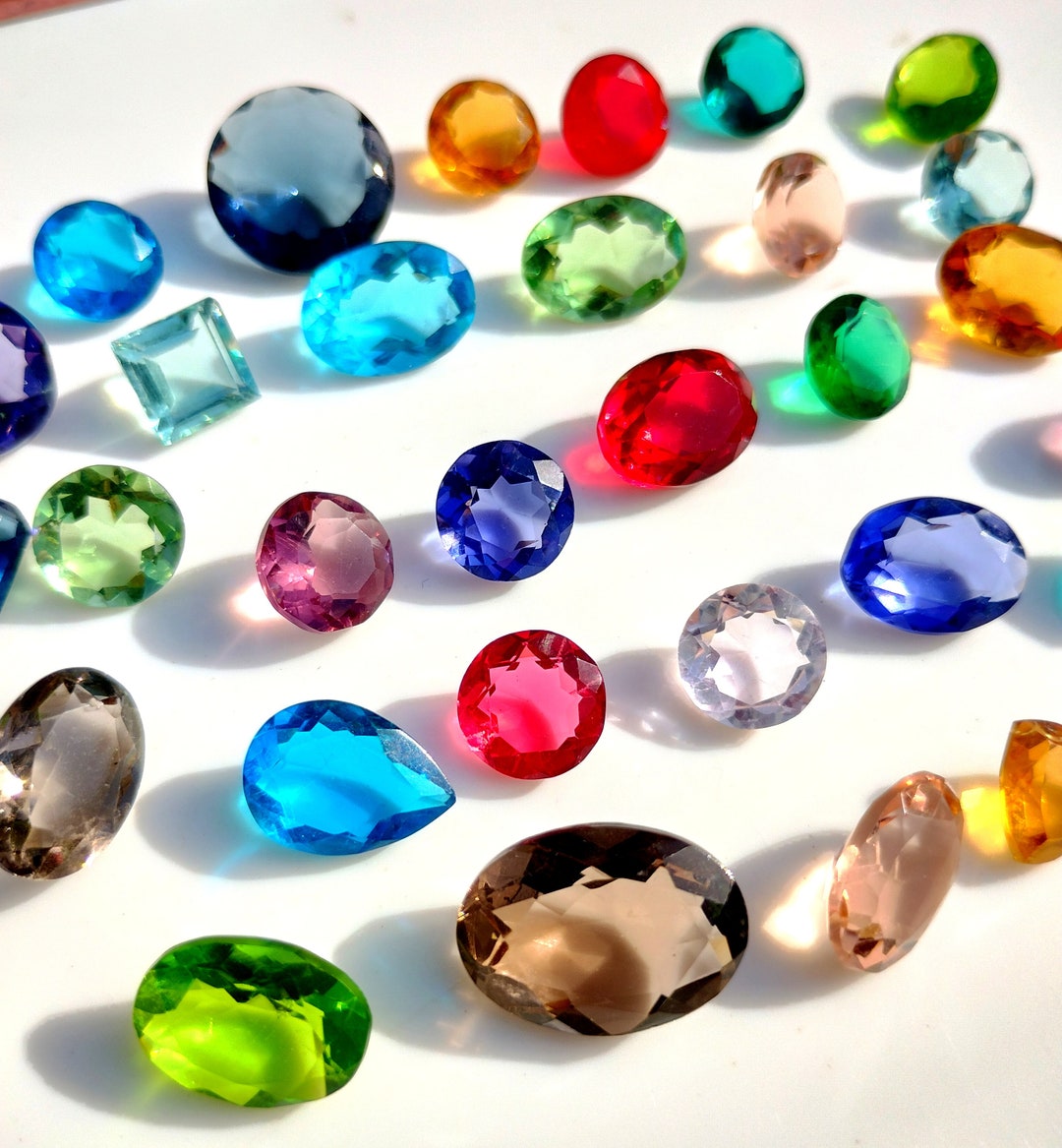 Faceted Hydro Quartz Gemstones: Mixed Shape, Size, and Color (6-20 Mm ...