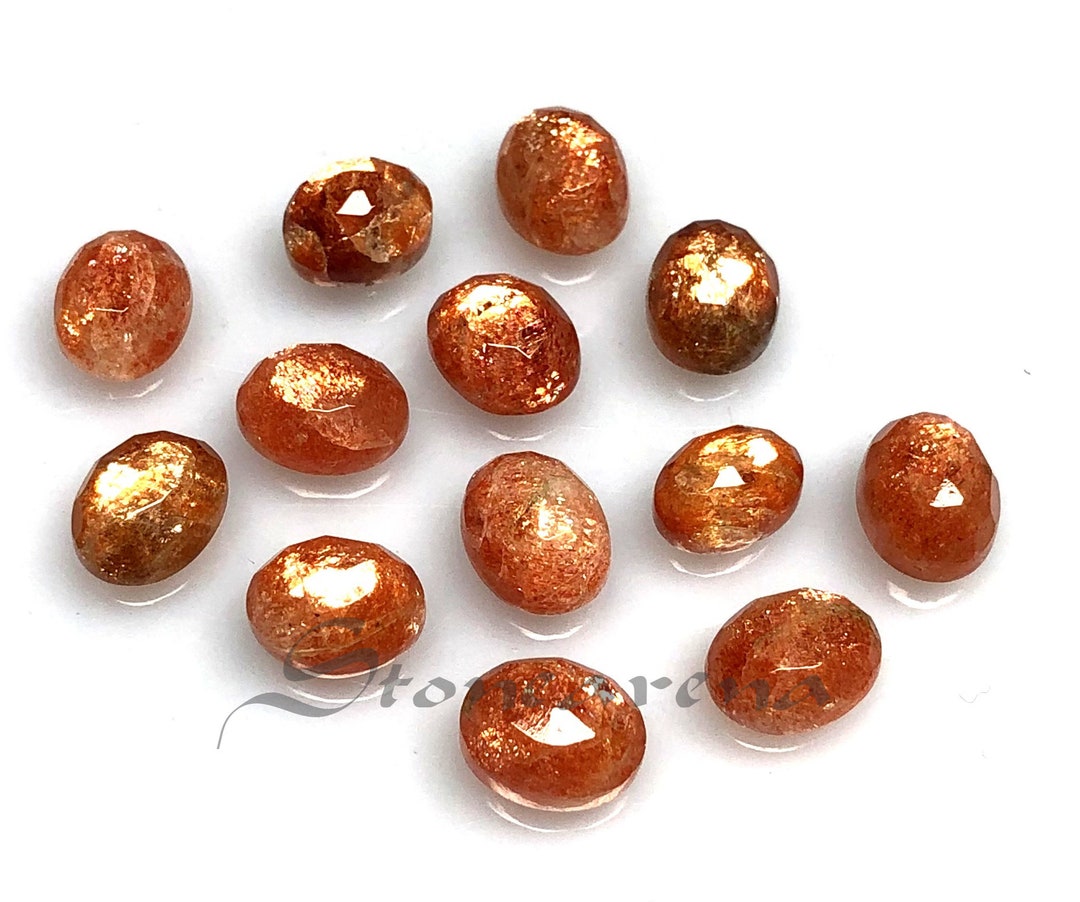 20 CRT, Natural Orange Sunstone Rose Cut Gemstone, Oval Shape Sunstone ...