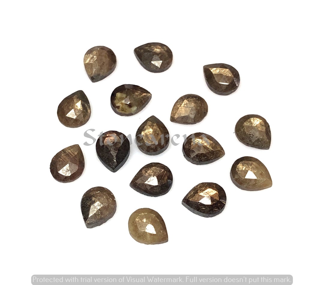 Natural Golden Sapphire Rose Cut Stone, Pear Shape Sapphire Flat Back ...