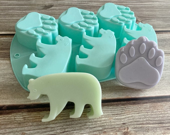 6 Cavities Polar Bear Silicone Soap Mold Bear Claws Mold Ice Mold ...
