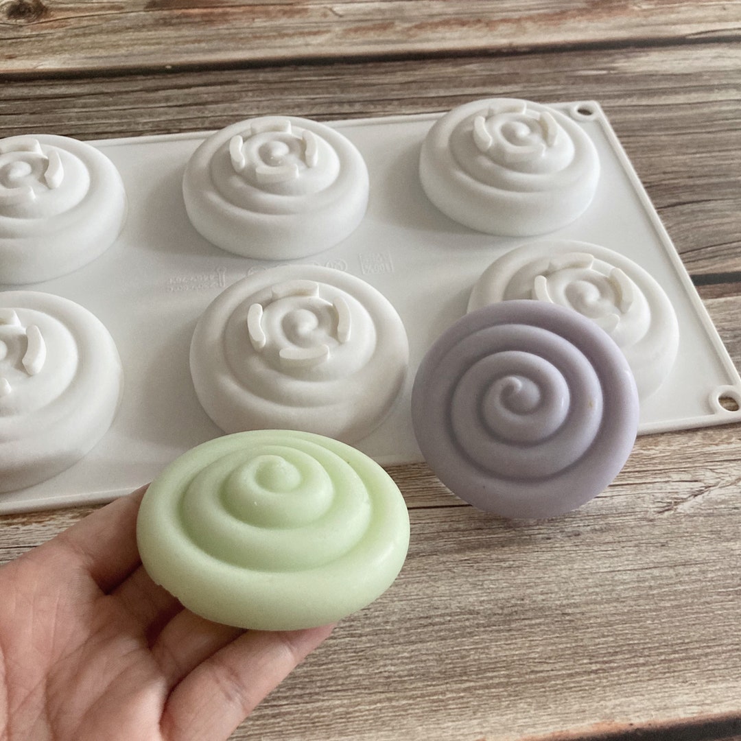 6 Cavities Oblate Circle With Spiral Silicone Mold Circle Soap Mold ...