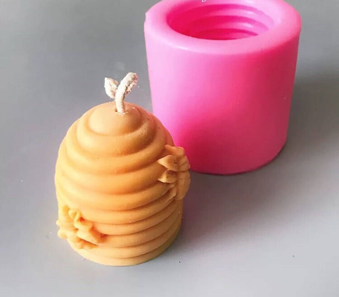 3D Screw Cylinder Bee Hive Candle Mold Bee on Honeycomb - Etsy