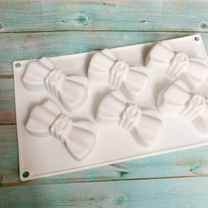 6 Cavities Bow Silicone Soap Mold Circle Soap Mold Silicone Molds Bow ...