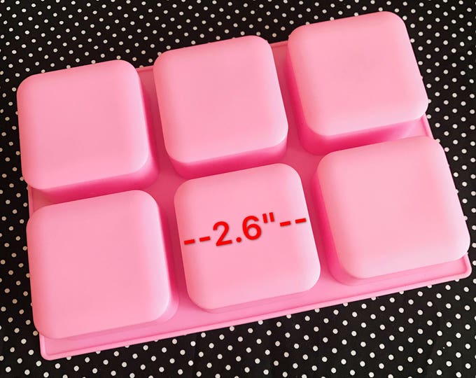 6 Cavities Rounded Edge Square Bars Silicone Soap Mold Square | Etsy
