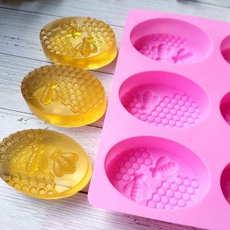 Oval Bee Honeycomb Silicone Soap Mold Soap Mold Silicone Molds Plaster ...
