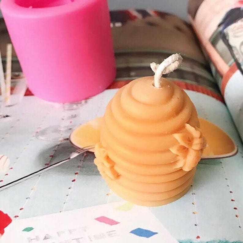3D Screw Cylinder Bee Hive Candle Mold Bee on Honeycomb Flexible ...
