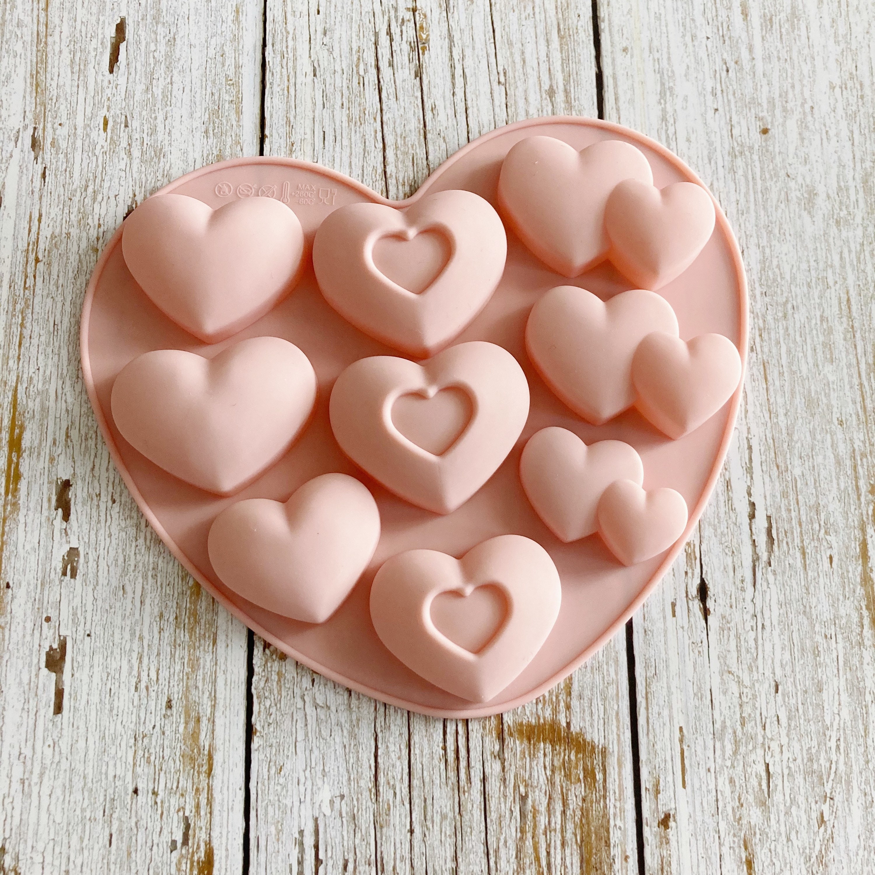 Small 3 Types of Hearts Silicone Mold Hearts Soap Mold Silicone Molds ...