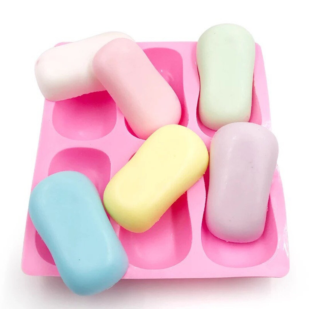 6 Cavities Basic Oval Silicone Soap Mold Oval Soap Mold Silicone Molds ...