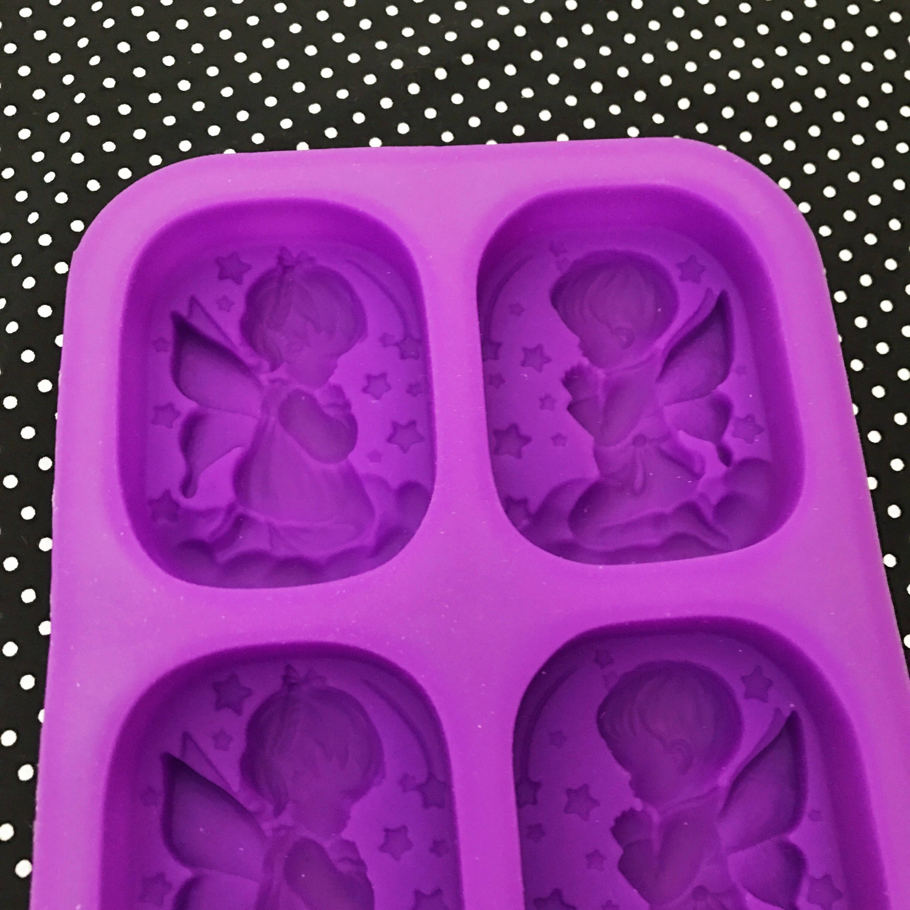4 Cavities Angel Boys Angel Girls Silicone Soap Mold Rectangle Soap ...