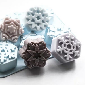 Type C - 6 Cavities Snowflake Silicone Soap Mold Snowflake Mold ...