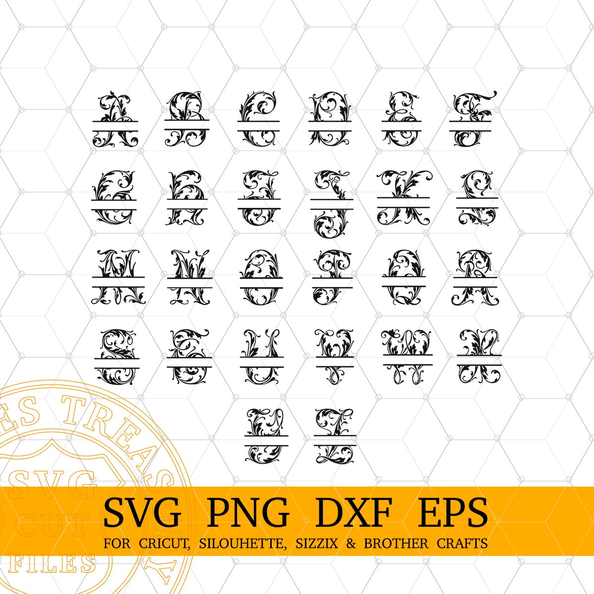 Monogram Svg Fonts Bundle for Cricut Silhouette Glowforge, Monogram ...