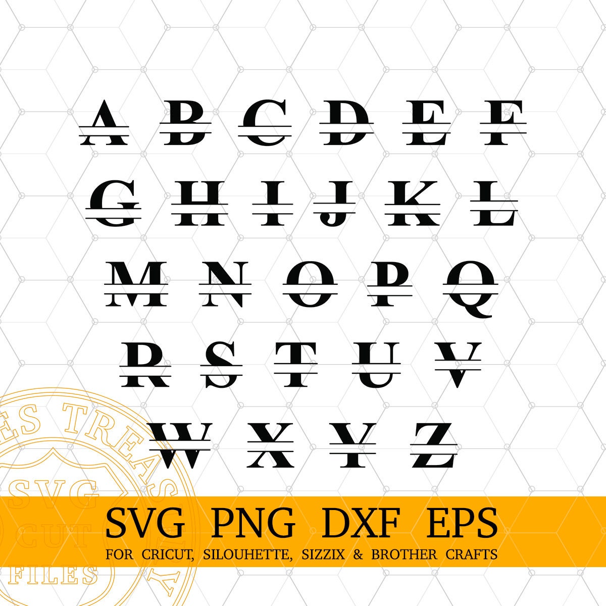 Split Monogram Svg Font Bundle, Svg Files for Cricut, Split Letters Svg ...