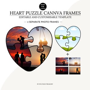 Canva Frame Template, Heart Puzzle Canva Template, Editable Photo Fill ...