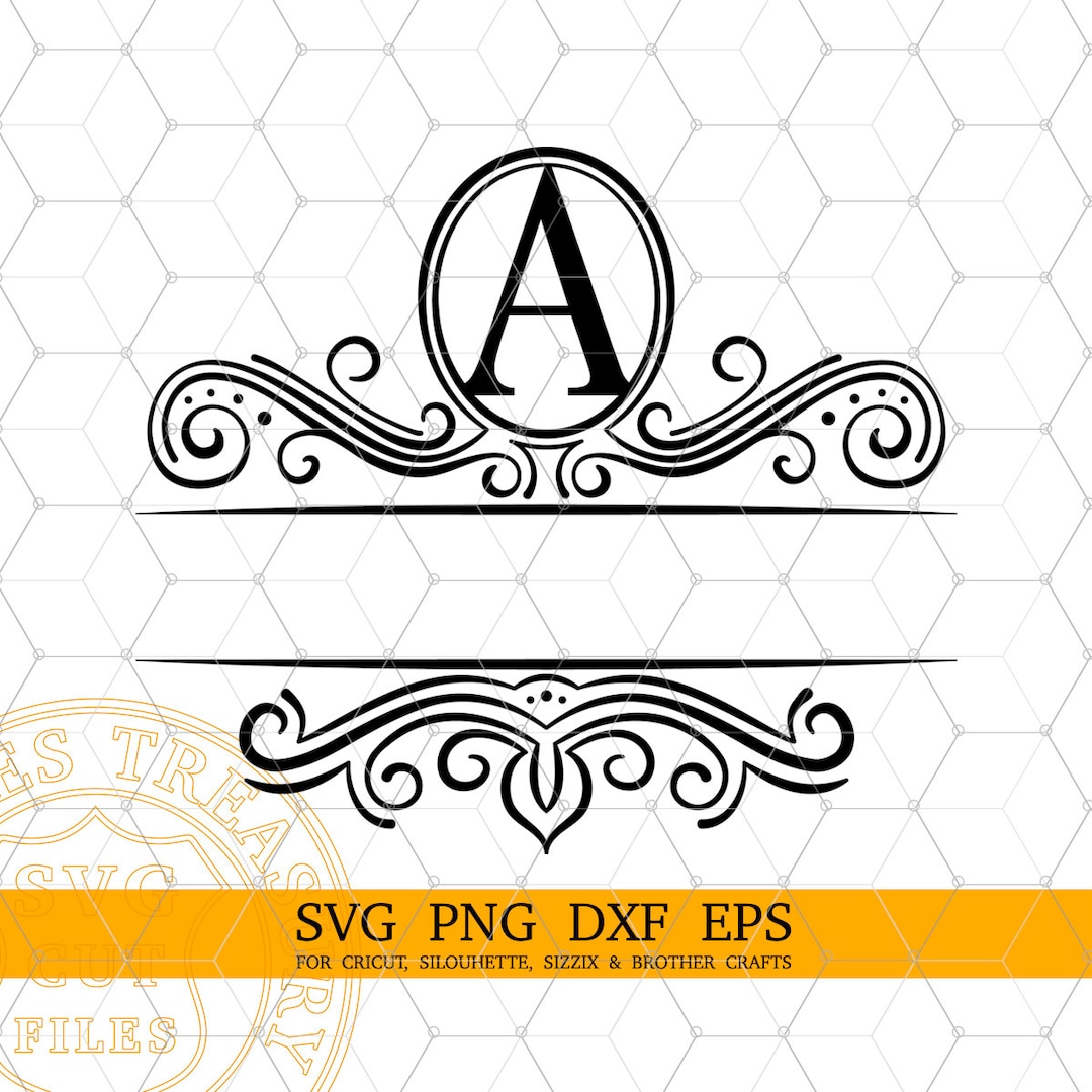 Split Letter A Monogram Svg, Fancy Flourish Letter Svg, Split Last Name Frame, Laser Engraving ...