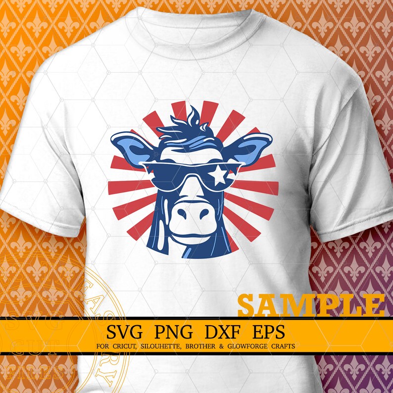 4th of July Heifer Face With Glasses Svg Png Cow Svg Heifer - Etsy
