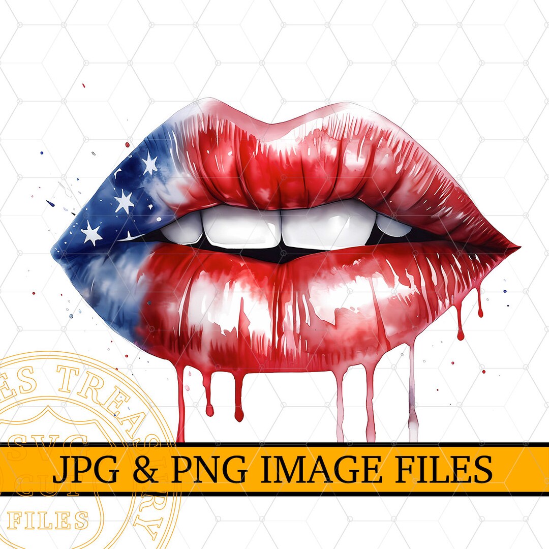 4th of July American Flag Lips Png Clipart Image Patriotic - Etsy