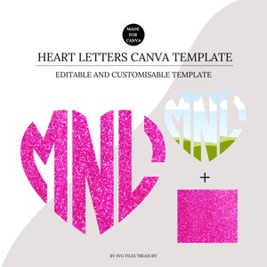 Canva Frame Template, Heart Monogram Letters, Editable Photo Fill ...