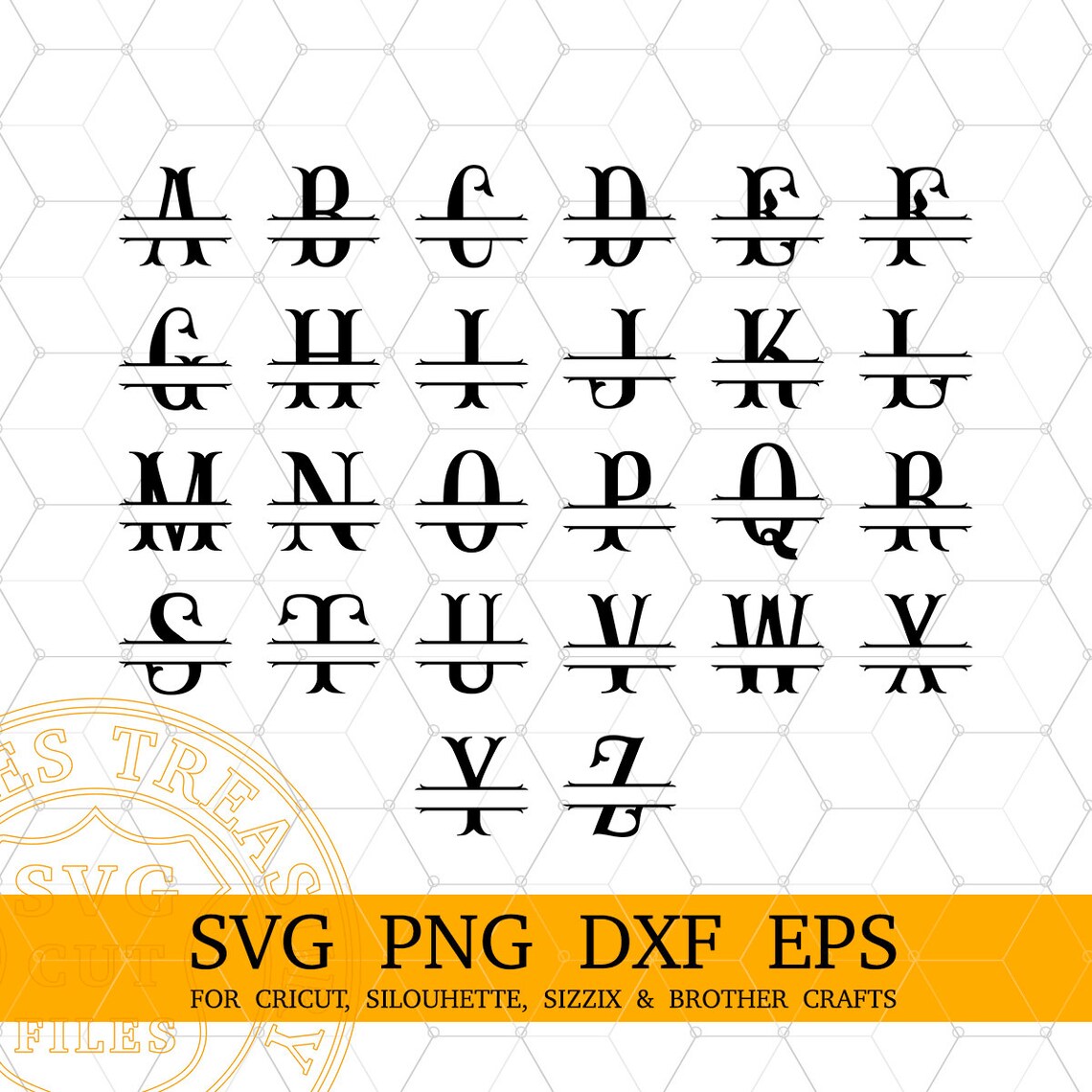 Fishtail Split Monogram Svg Letter, Monogram Font Svg Png Dxf Eps Files ...