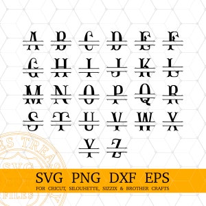 Fishtail Split Monogram Svg Letter, Monogram Font Svg Png Dxf Eps Files ...