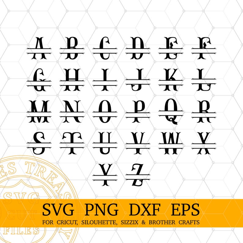 Fishtail Split Monogram Svg Letter, Monogram Font Svg Png Dxf Eps Files ...