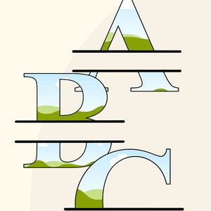 CANVA Letter Frames - Fill Your Own Split Monogram Alphabet, Commercial ...