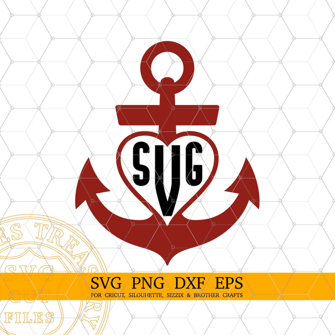 Anchor Monogram Svg, Anchor Heart Monogram Svg, Heart Anchor Svg ...