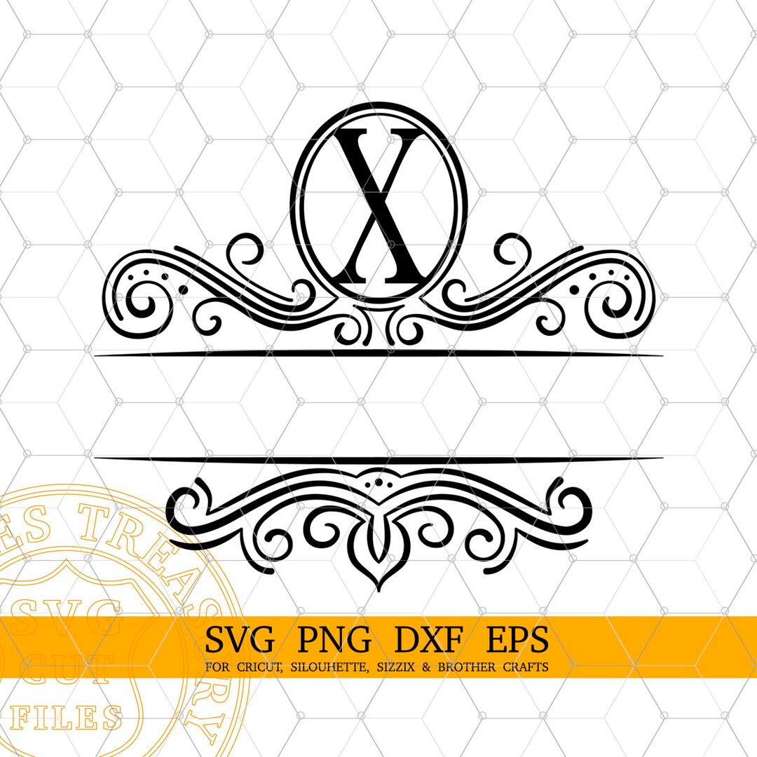 Split Letter X Monogram Svg, Fancy Flourish Letter Svg, Split Last Name ...