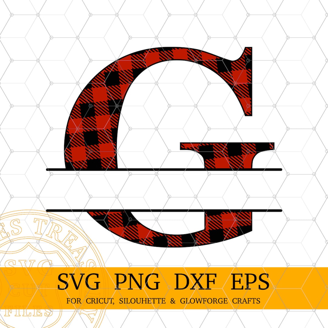 Buffalo Plaid Letter G Split Monogram SVG, Christmas Monogram Svg ...