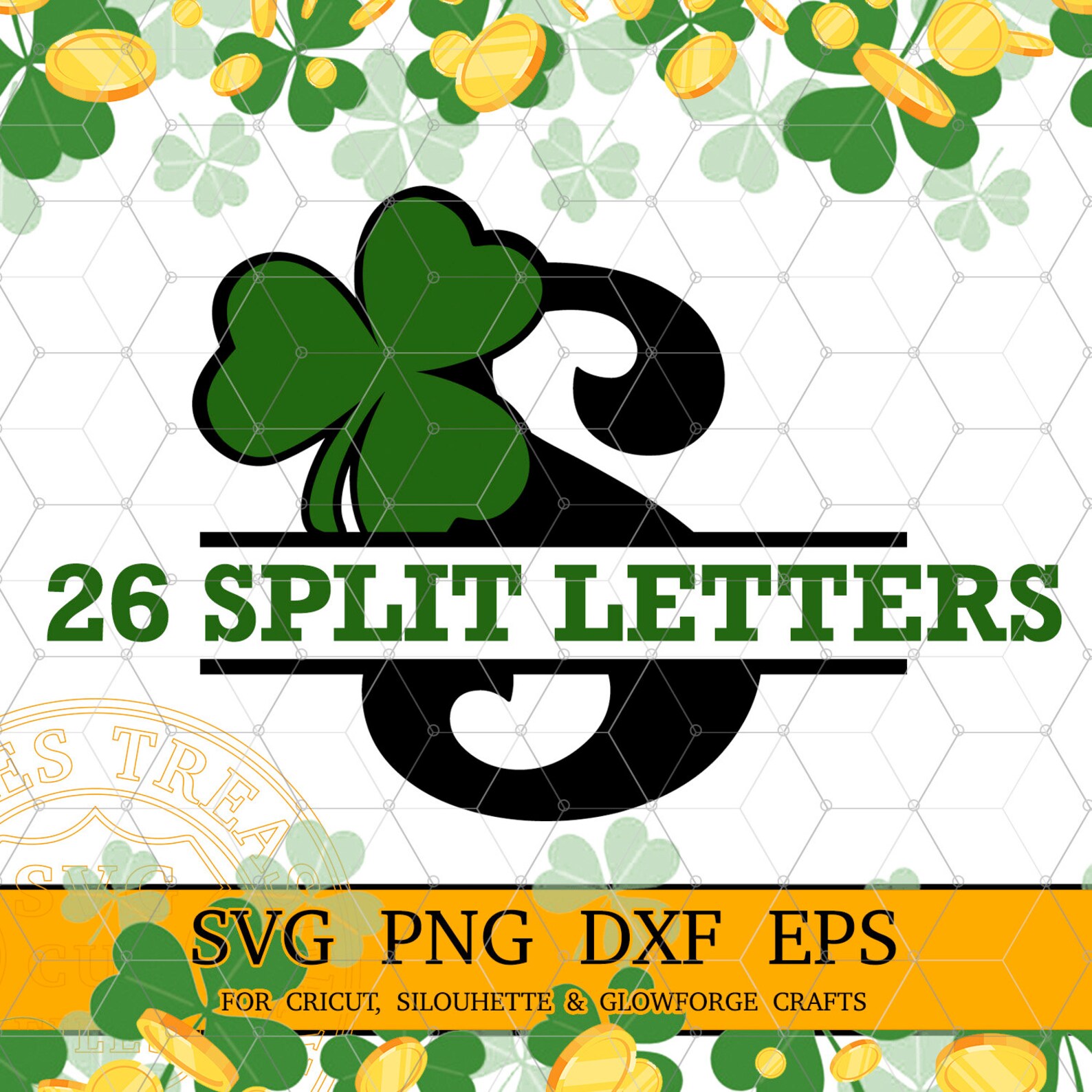 St Patricks Day Monogram Font Svg Split Shamrock Monogram - Etsy
