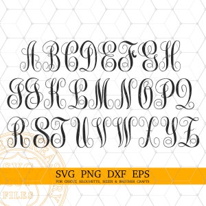 Vine Monogram Svg and Ttf Font, Fancy Monogram Alphabet Svg Png Dxf Cut ...