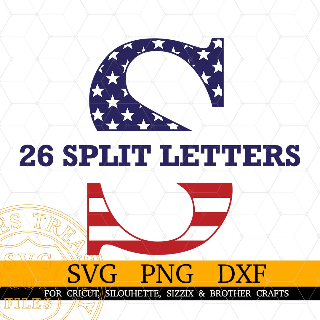 Monogram Svg 4th of July Alphabet American Flag Letters, Split Letters ...
