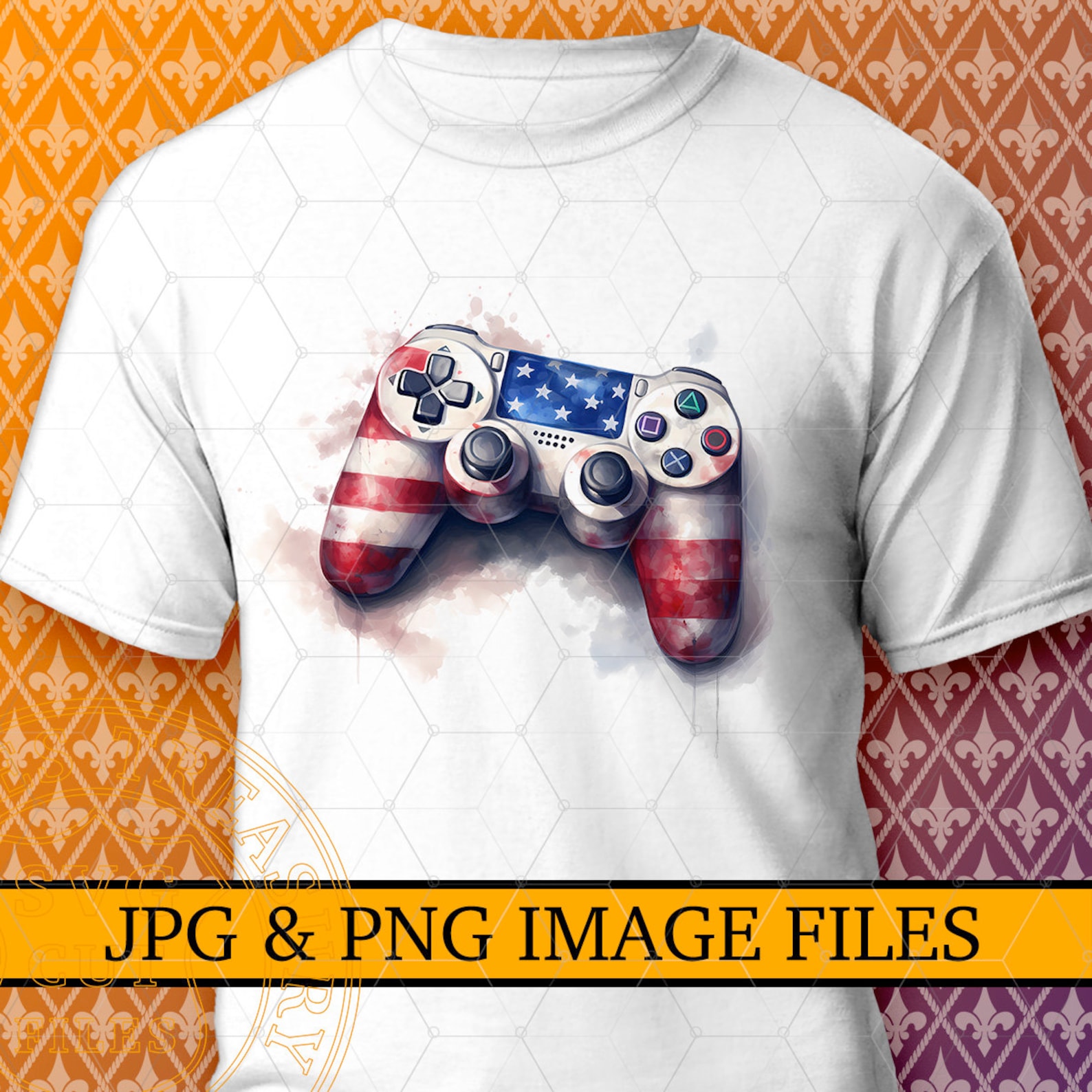 Game Controller Clipart US Flag Pattern Sublimation Image for - Etsy