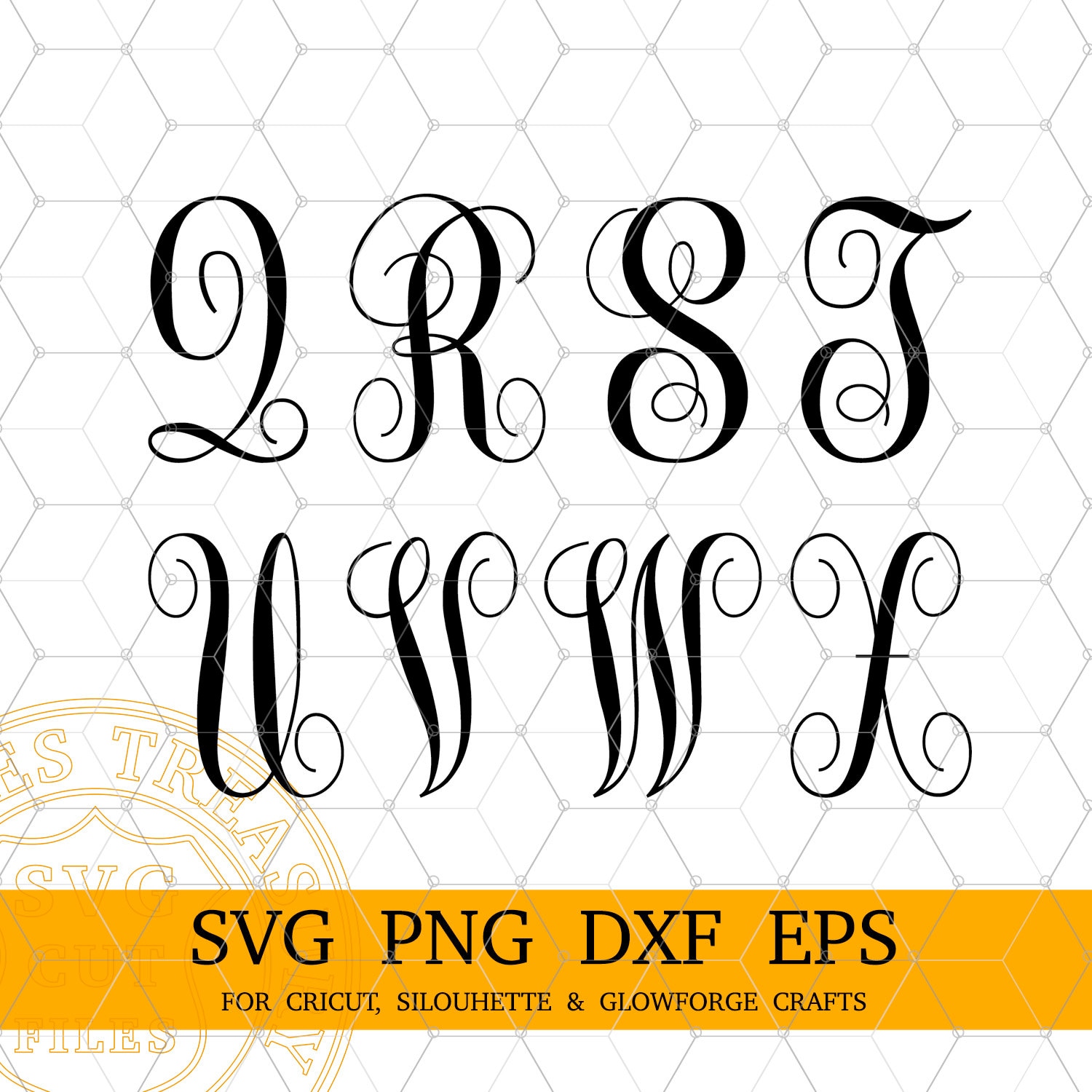 Vine Monogram Svg and Ttf Font, Fancy Monogram Alphabet Svg Png Dxf Cut ...