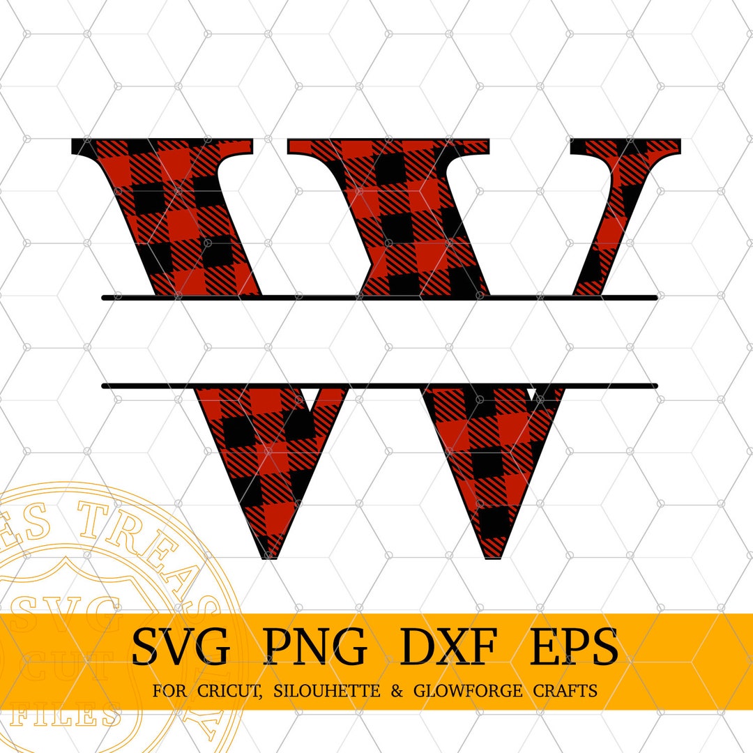 Buffalo Plaid Letter W Split Monogram SVG Christmas Monogram Svg ...