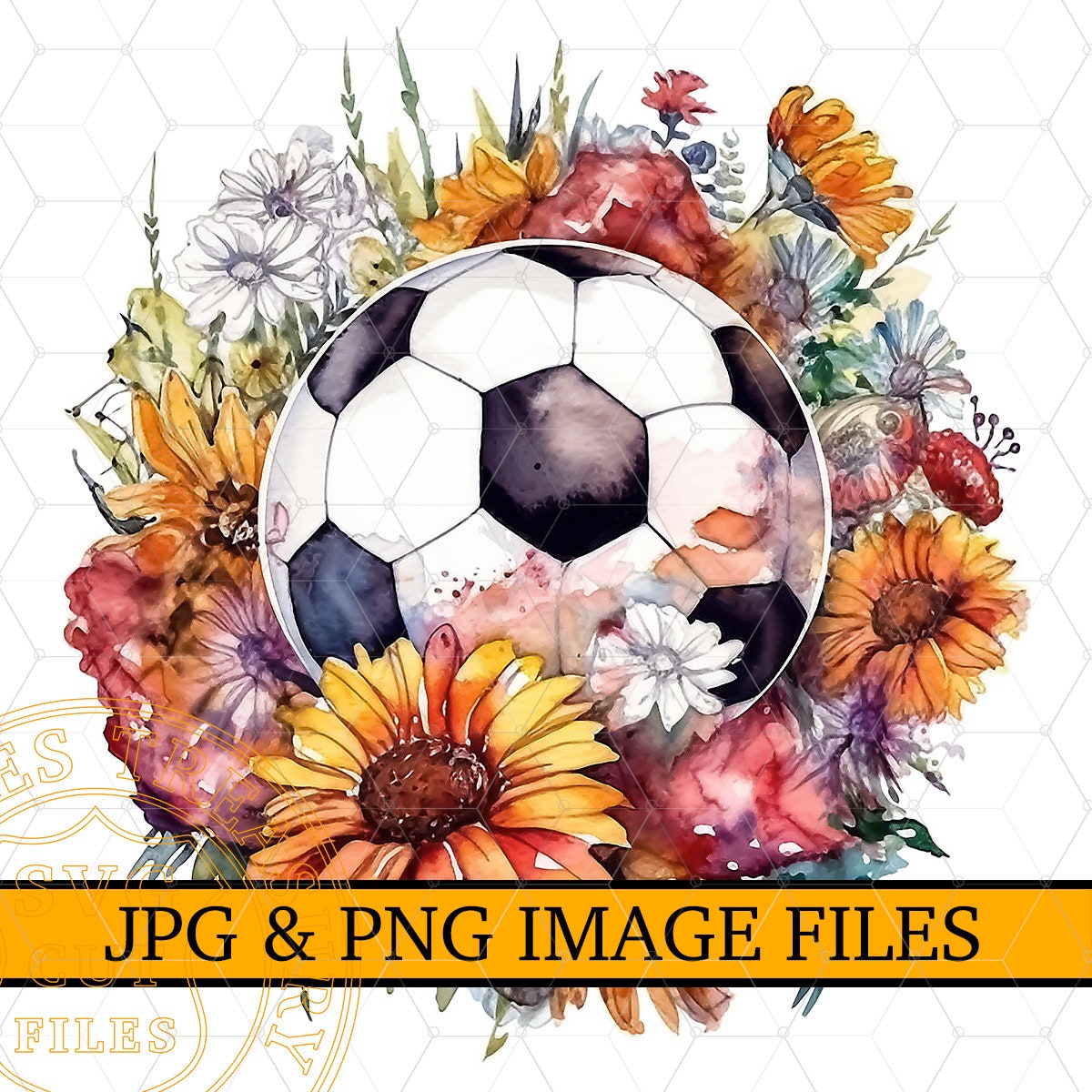 Soccer Png, Soccer Ball With Flowers Sublimation Image Png and Jpg ...