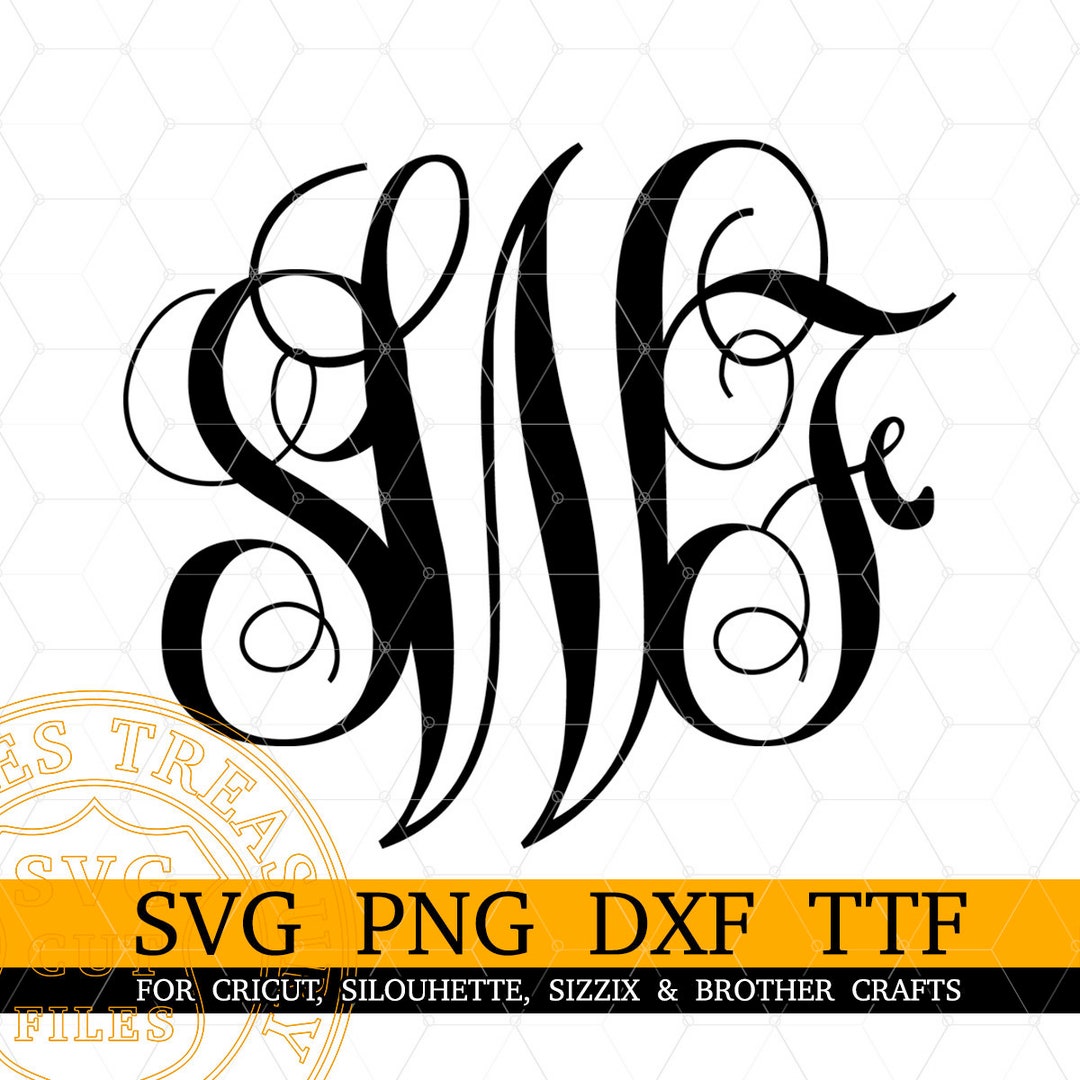 Vine Monogram Svg and Ttf Font, Fancy Monogram Alphabet Svg Png Dxf Cut ...