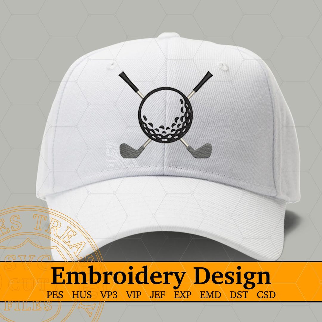 Golf Clubs Embroidery File, Golf Ball Embroidery Design, Golf Gift ...