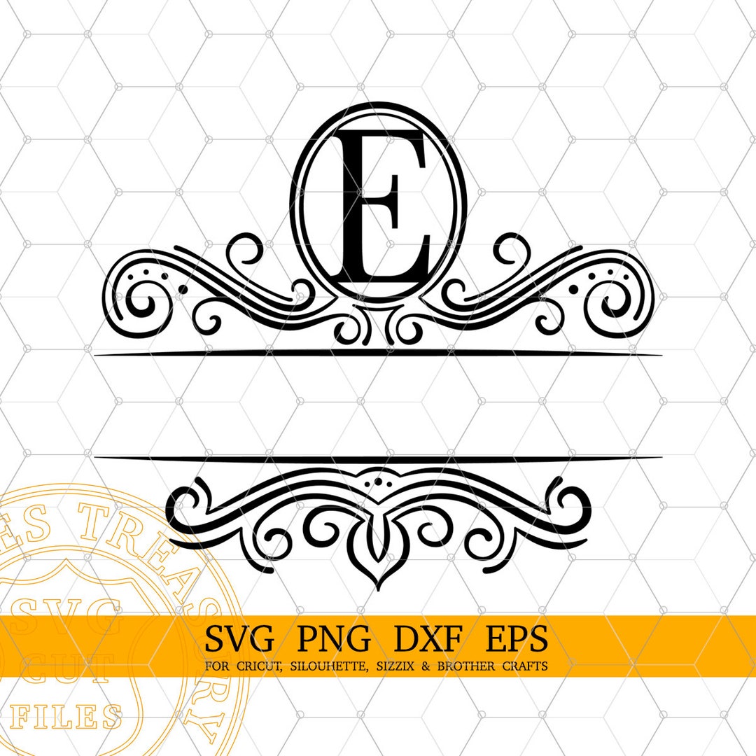 Split Letter E Monogram Svg, Fancy Flourish Letter Svg, Split Last Name ...