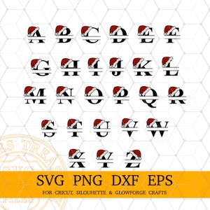 Santa Hat Monogram Svg Files, Christmas Alphabet Letters, Santa Hat ...