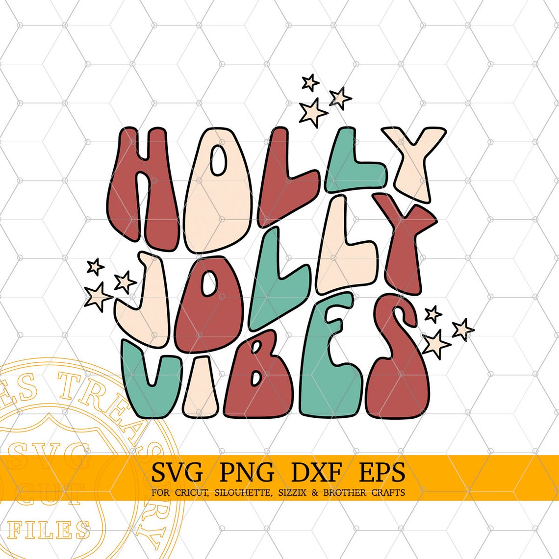Holly Jolly Vibes Christmas Svg Png Retro Xmas Sublimation - Etsy