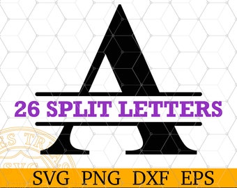 Split Monogram Font Letters Svg Png Dxf Files, Cricut Monogram Frame ...