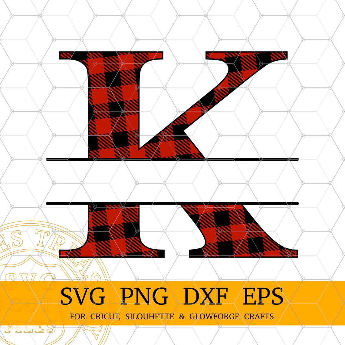 Buffalo Plaid Letter K Split Monogram SVG Christmas Monogram - Etsy
