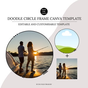 Doodle Circle Frame Canva Template, Canva Photo Frame, Editable Photo ...