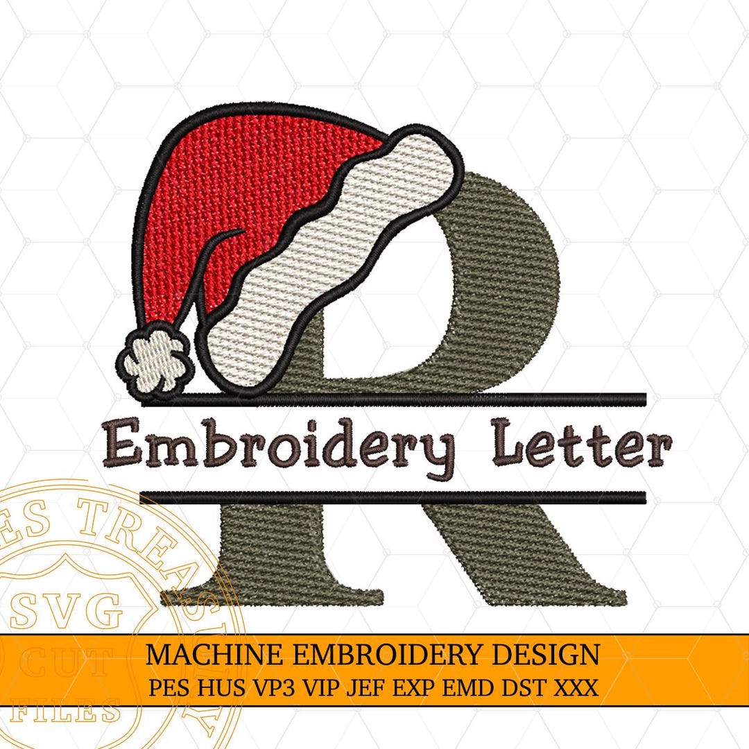 Santa Hat Embroidery Letter R Split Monogram Pes Hus Vp3 Csd Exp Emd ...