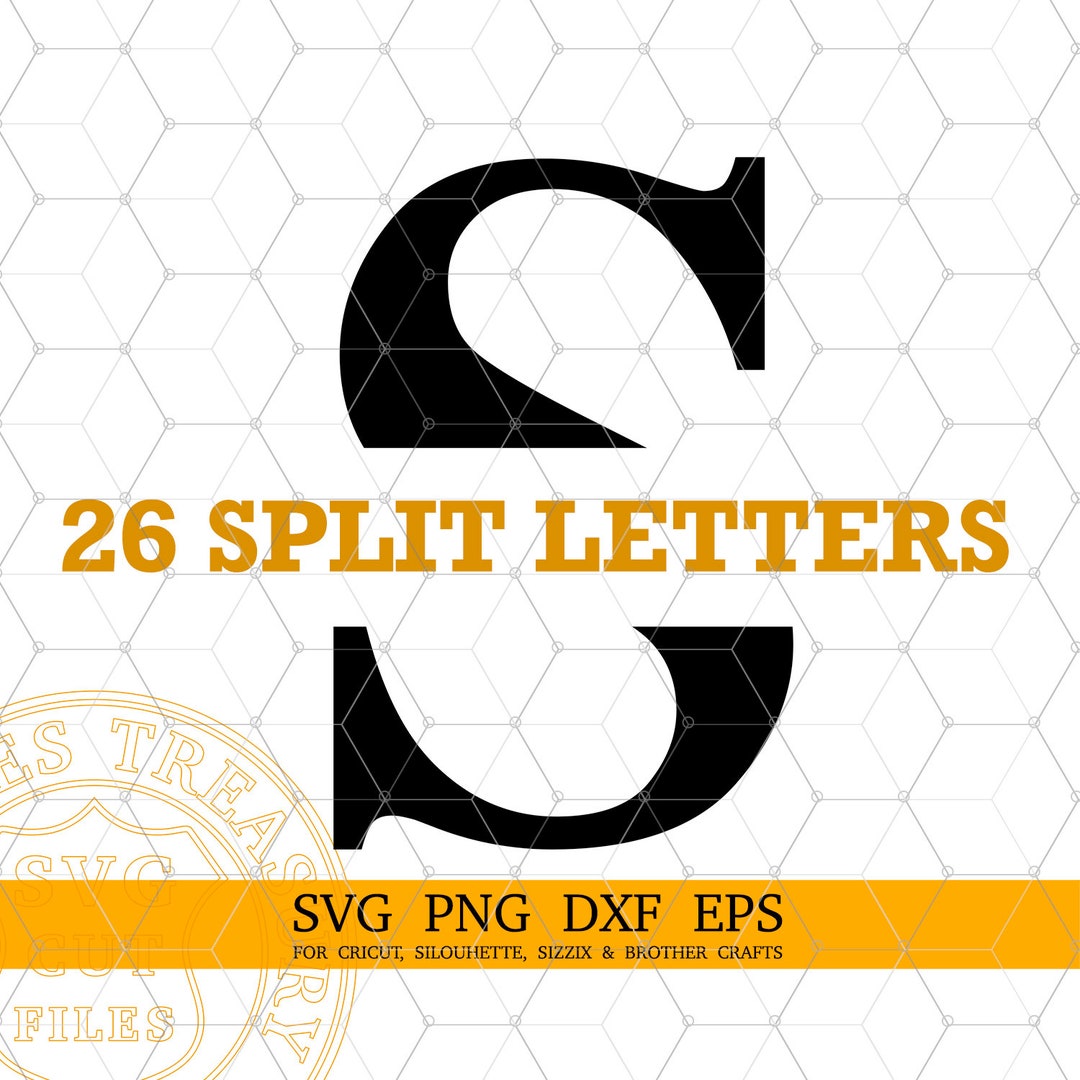 Blank Split Monogram Font Letters Svg Png Dxf Cut Files, Cricut Font ...