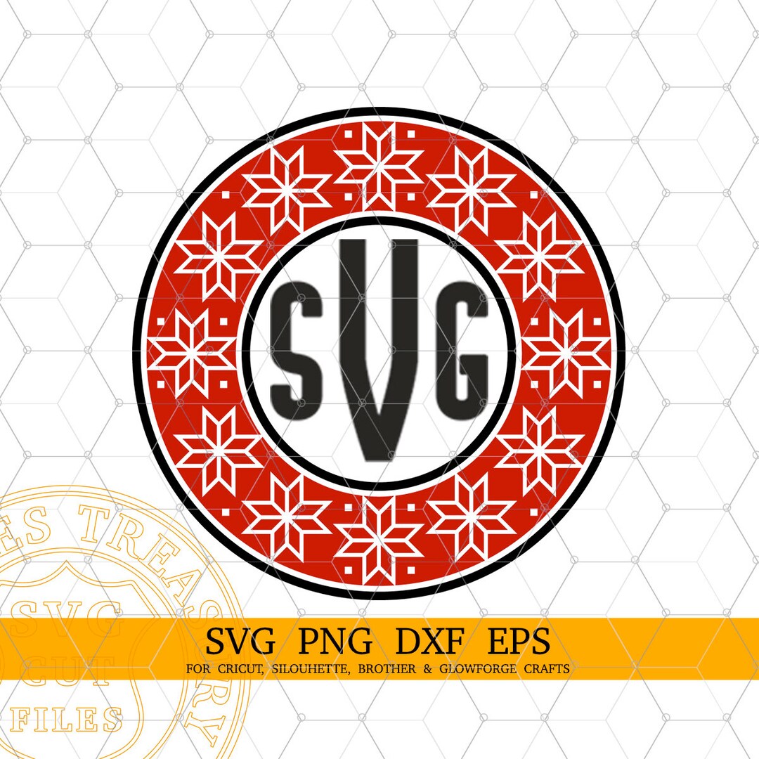 Nordic Star Christmas Monogram Frame Svg Png Dxf Eps Cut and Print ...