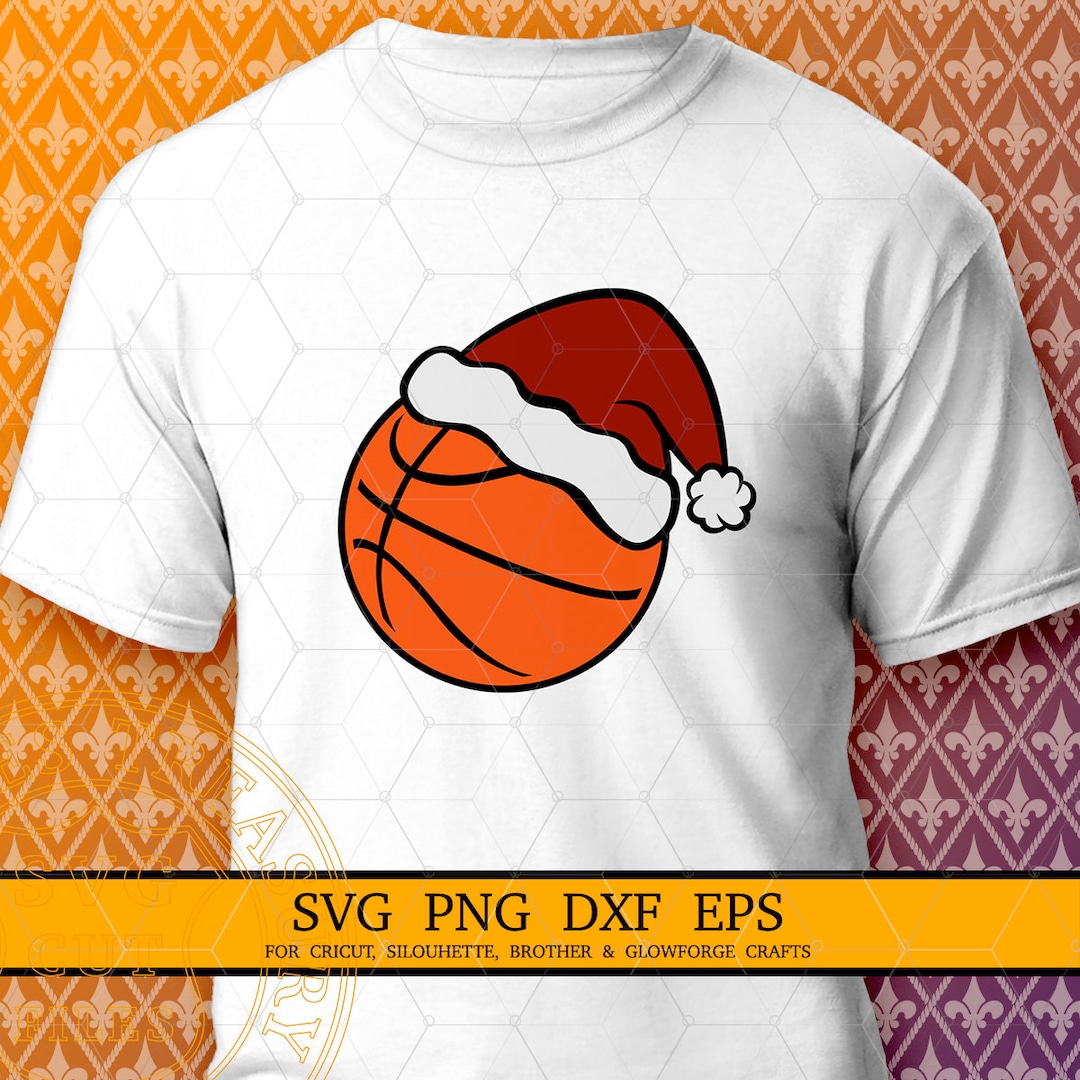 Santa Hat Basketball Ball Svg Files, Christmas Basketball Png ...